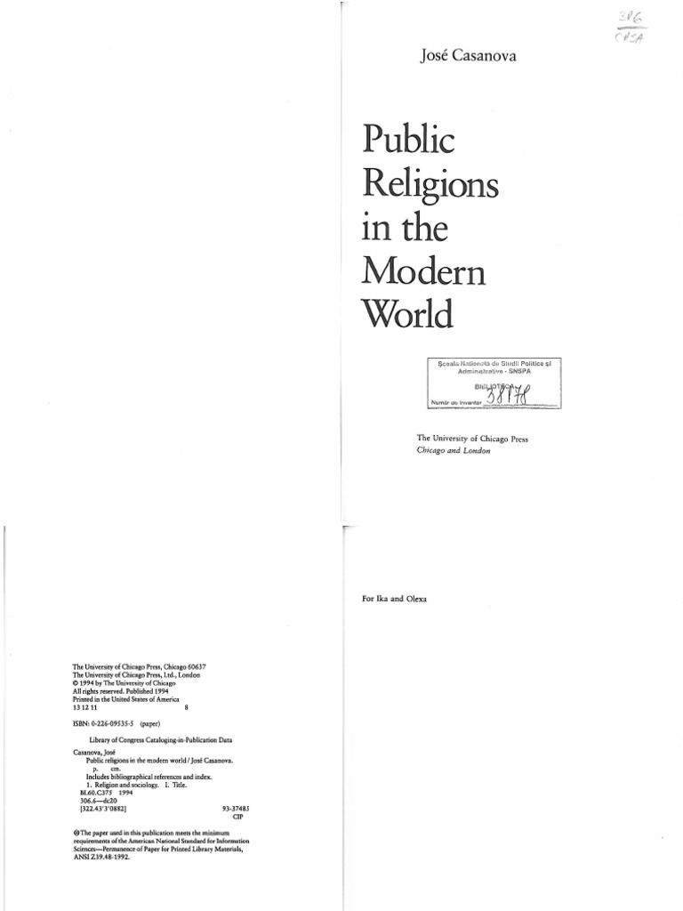 Jose Casanova - Public Religions in The Modern World-University of ...