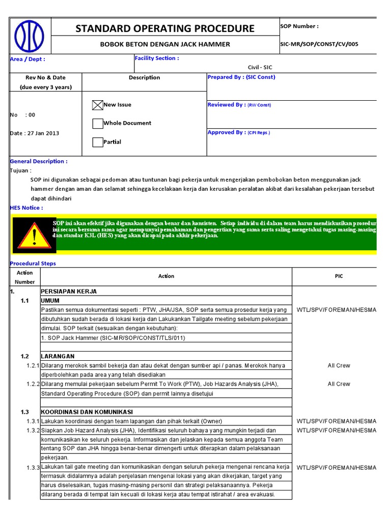 Sic-Mr-Sop-Const-Cv-005 Bobok Dengan Jack Hammer | PDF