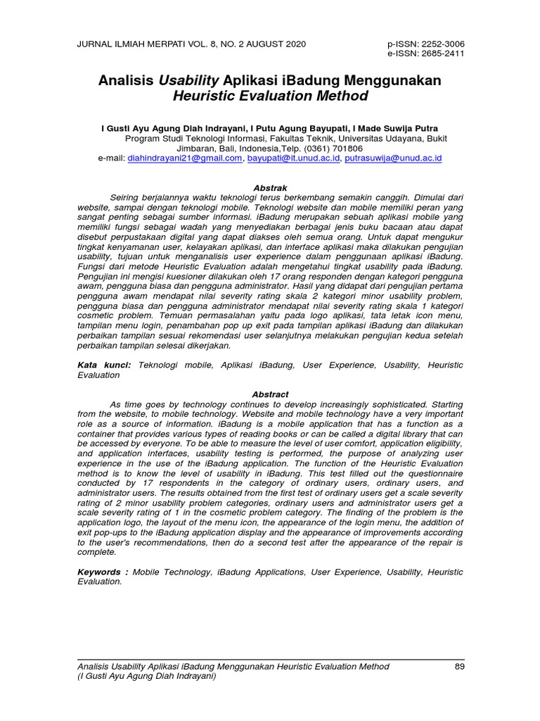 Analisis Usability Menggunakan Metode Heuristic Evaluation Pdf