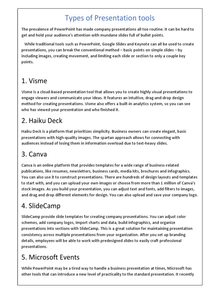 Types of Presentation Tools | PDF | Icon (Computing) | Cursor (User ...