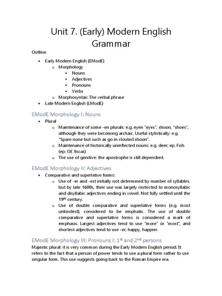 Early Modern English Grammar | PDF | Grammatical Number | English Language