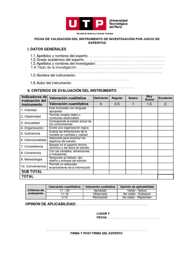 Ficha de Validación de Instrumentos | PDF | Evaluación | Metodología