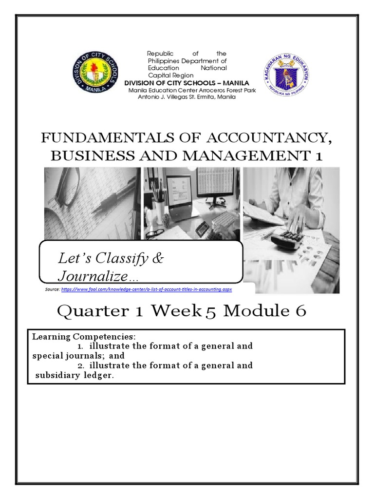 Quarter 1 Week 5 Module 6: Fundamentals of Accountancy, Business and ...