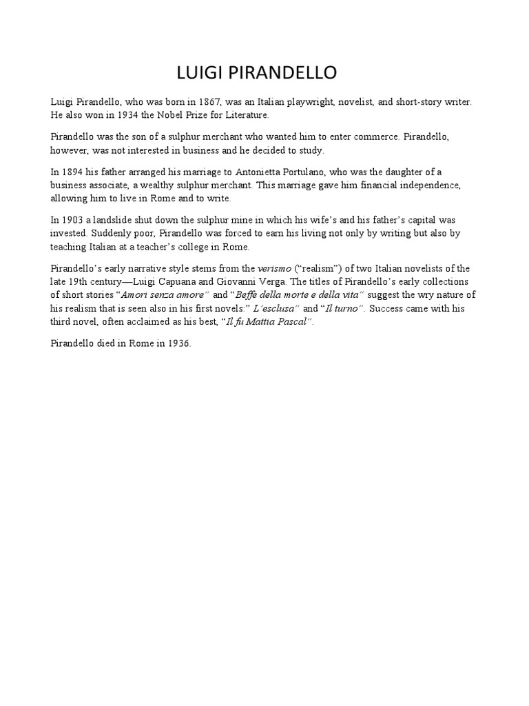Luigi Pirandello | PDF