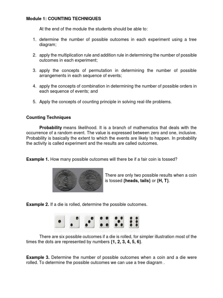 Module 1: COUNTING TECHNIQUES | PDF | Probability | Permutation