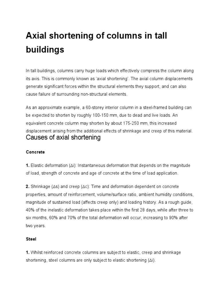 Axial Shortening of Columns in Tall Buildings | PDF | Deformation ...