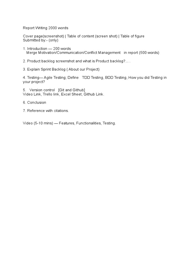 Agile Project Report Template | PDF