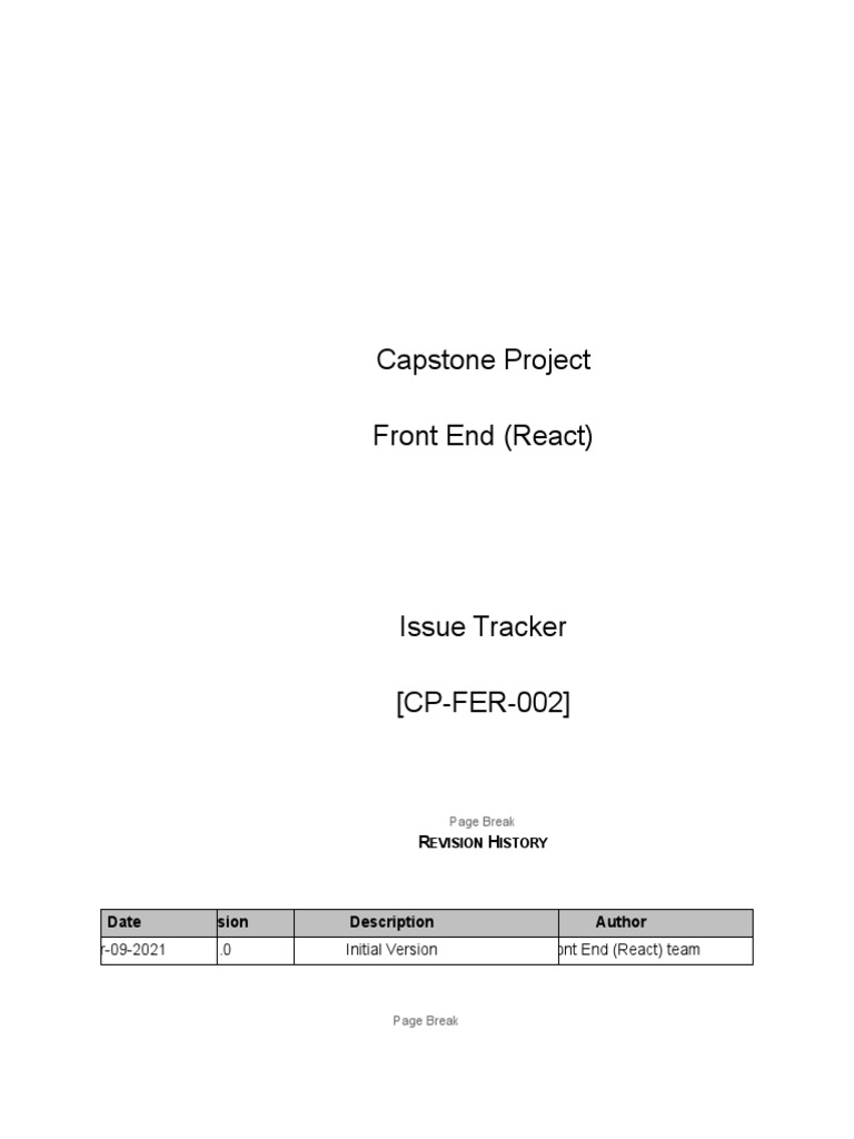 Capstone Project Front End (React) : Date Sion Description Author | PDF | User Interface | Json