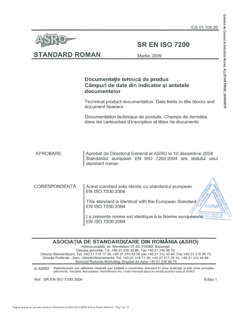 SR EN ISO 7200-2004-Documentatie Tehnica de Produs-Campuri de Date Din ...