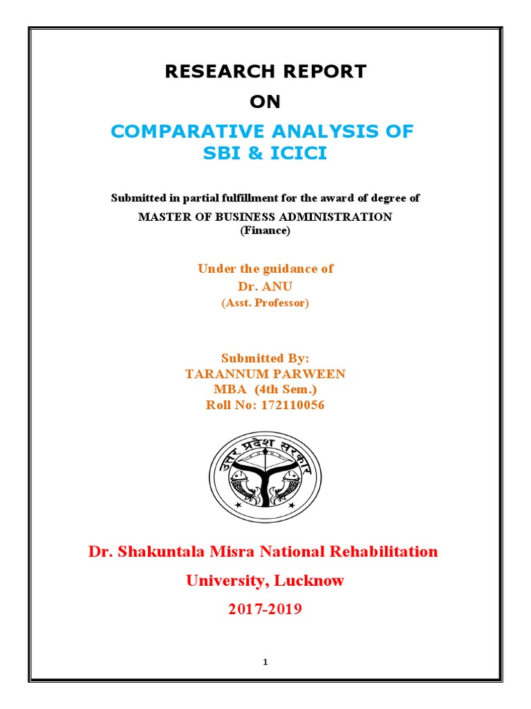 Comparative Analysis of Sbi & Icici: Research Report ON | PDF | Banks ...