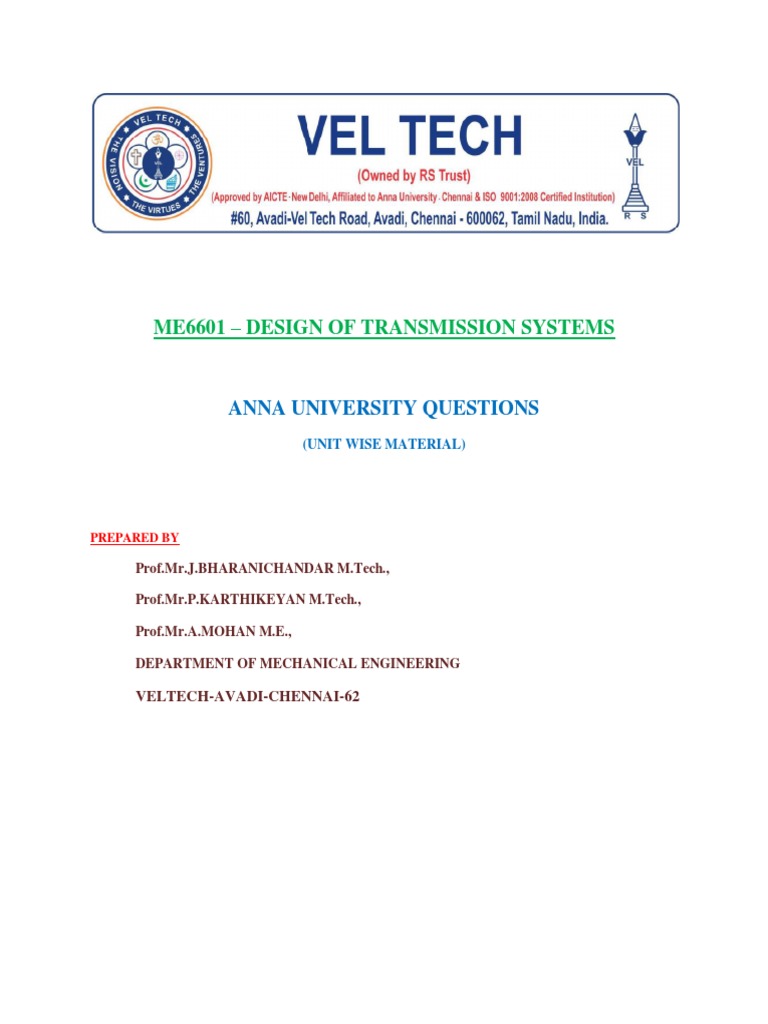 Design of Trasnmission System | PDF | Gear | Belt (Mechanical)