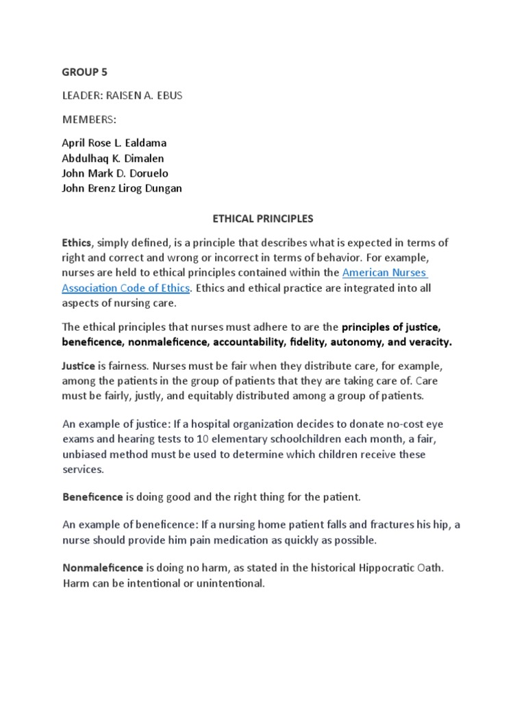 Ethical Principle | PDF | Autonomy | Nursing