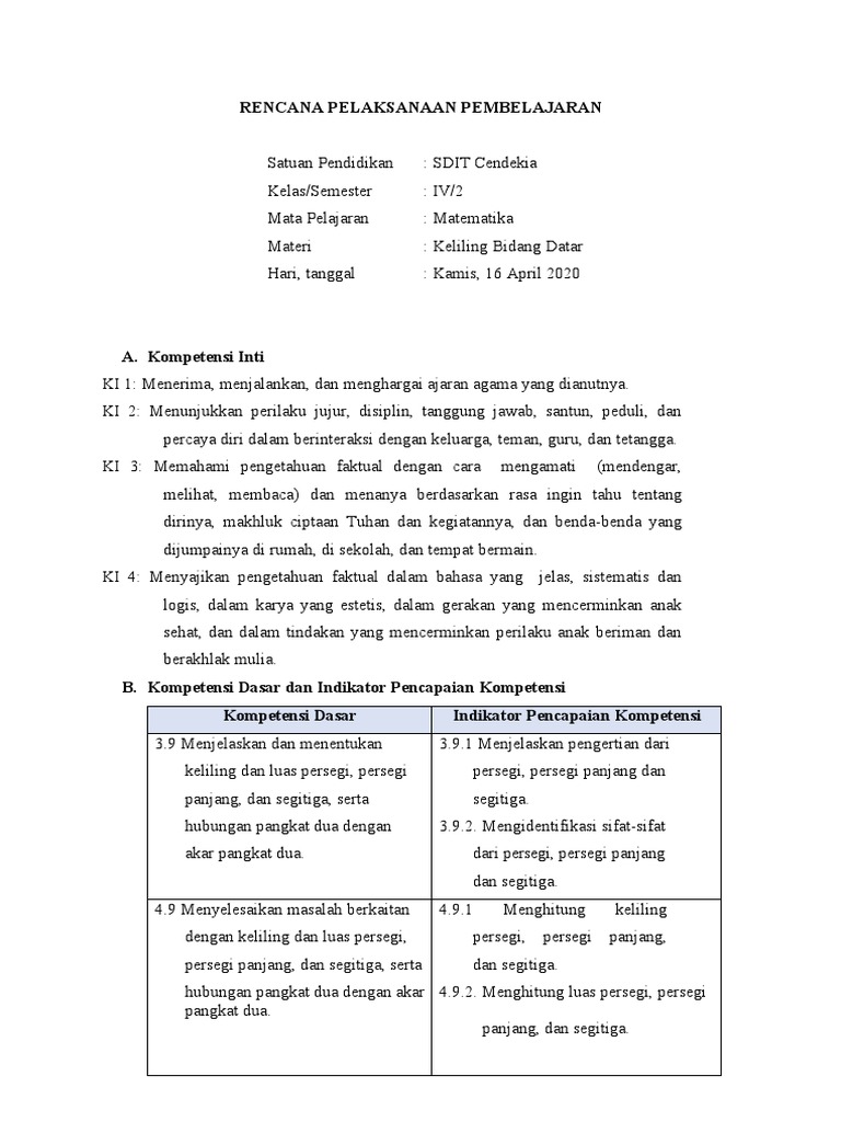 RPP BANGUN DATAR-dikonversi | PDF