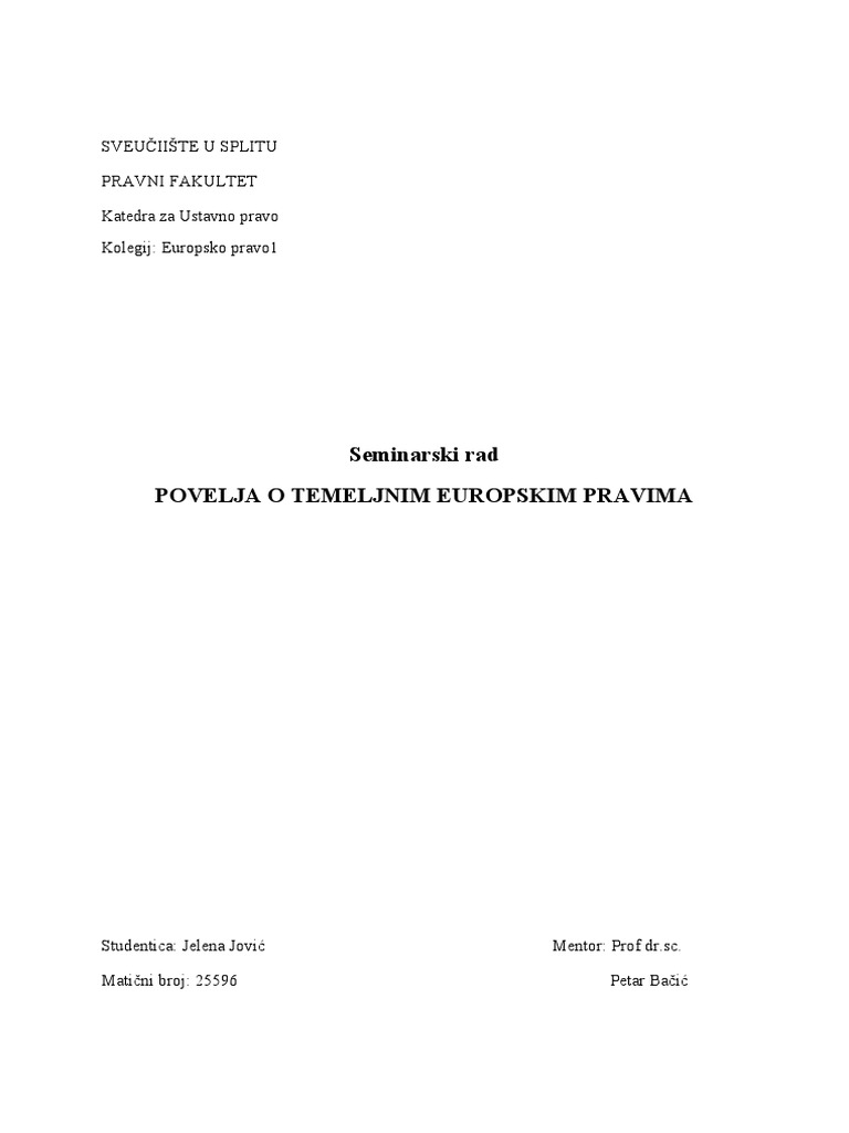 Povelja o Temeljnim Europskim Pravima | PDF