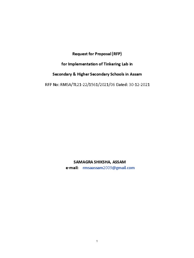 Implementation of Tinkering LAB - 33 Schools - Assam | PDF | Request For Proposal | Taxes