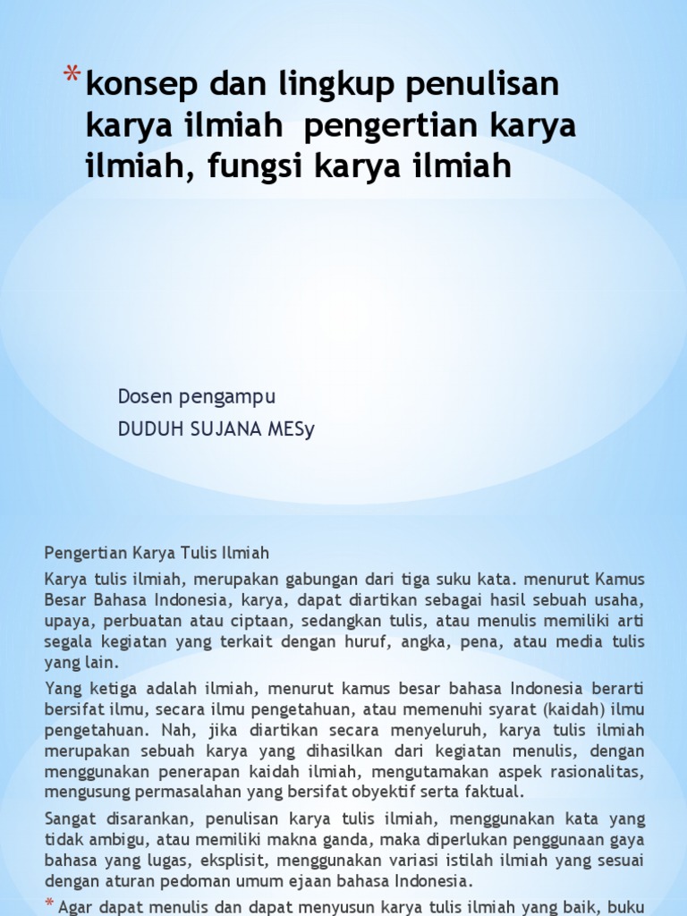 Pengertian dan Fungsi Karya Tulis Ilmiah | PDF | Sains & Matematika