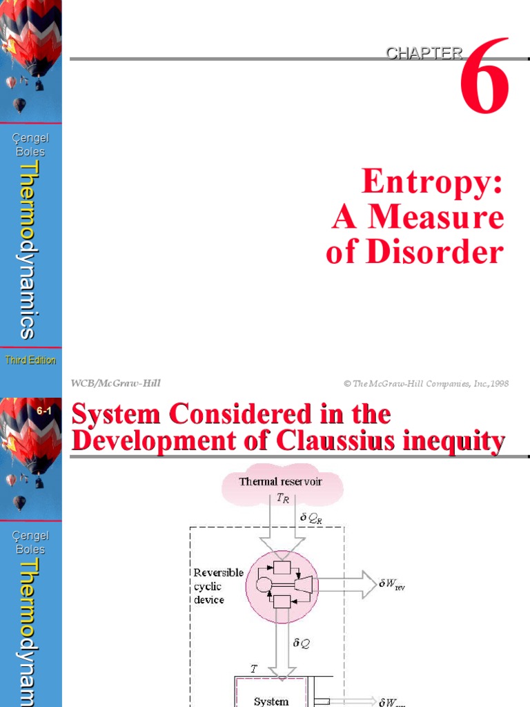 Entropy: A Measure of Disorder: Çengel Boles | PDF | Entropy | Second ...