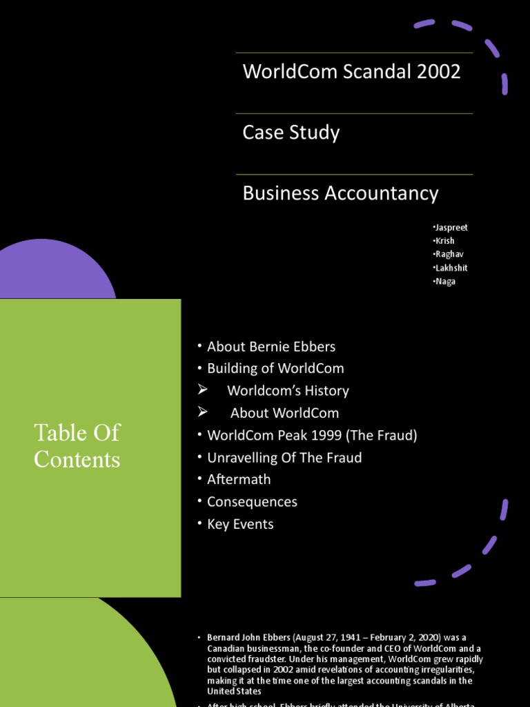 Worldcom Scandal 2002 Case Study Business Accountancy: - Jaspreet ...
