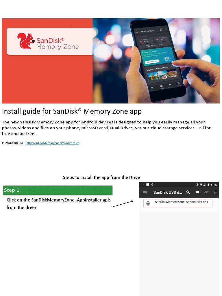 SanDisk Memory Zone App Installation Guide | PDF