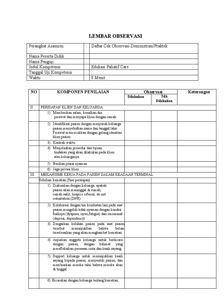 Lembar Observasi | PDF