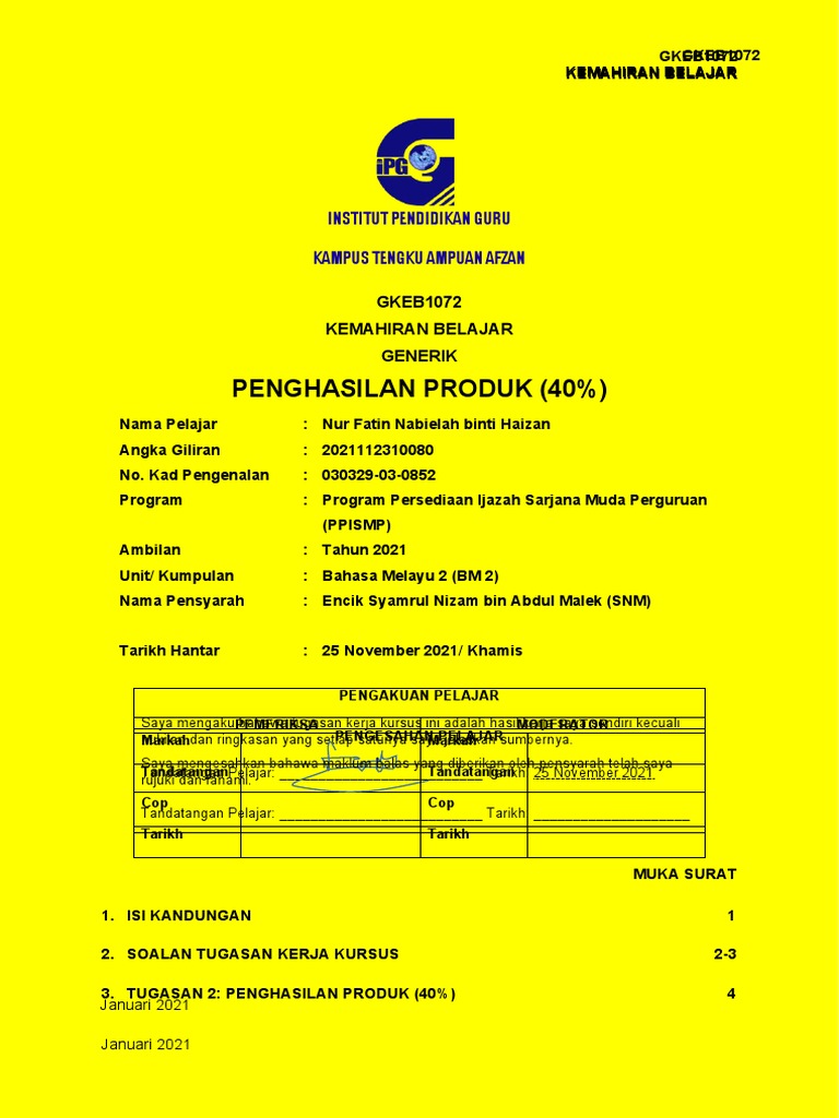 Format Tugasan 2 40% | PDF