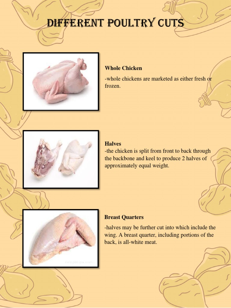 Different Poultry Cuts: Whole Chicken | PDF | Cooking, Food & Wine