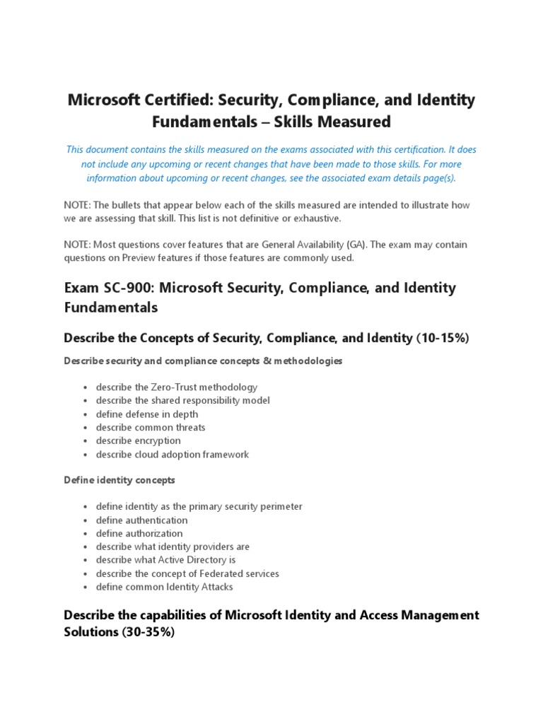 Microsoft Certified Security Compliance and Identity Fundamentals ...