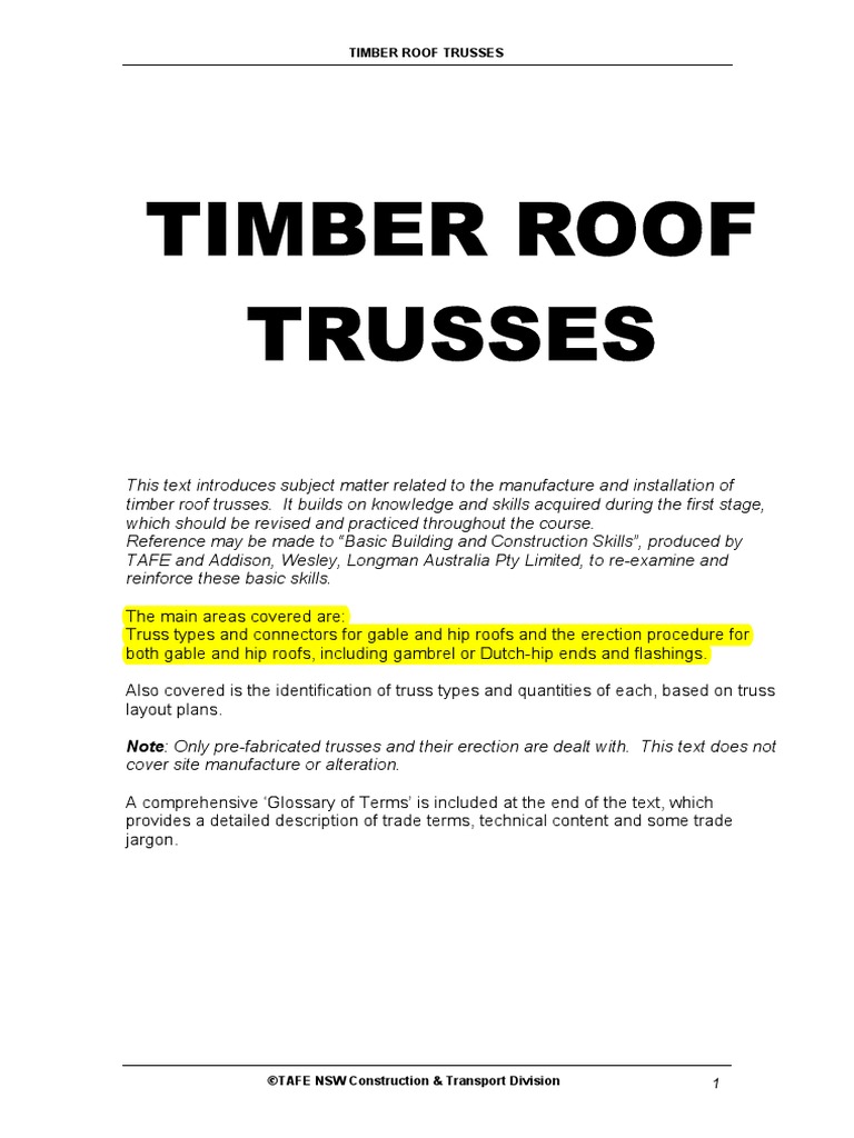 CARP Notes Timber Roof Trusses | PDF | Truss | Framing (Construction)