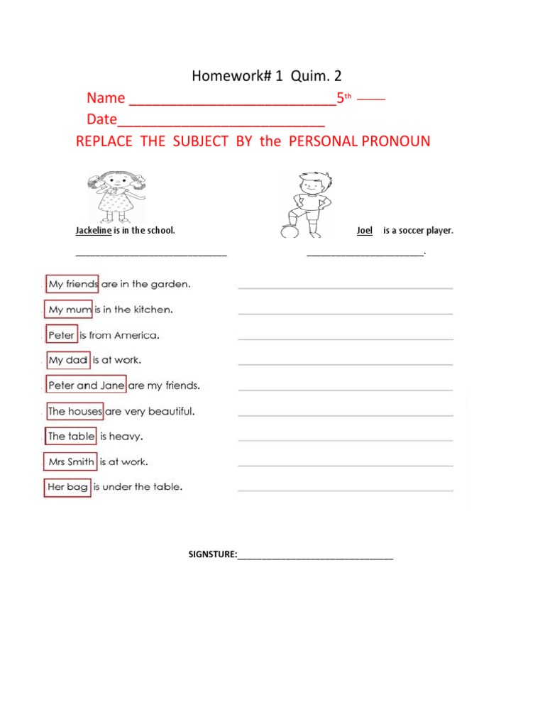 Name - 5 Date - Replace The Subject by The Personal Pronoun | PDF