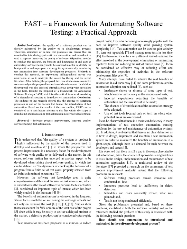FAST - A Framework For Automating Software Testing A Practical Approach ...