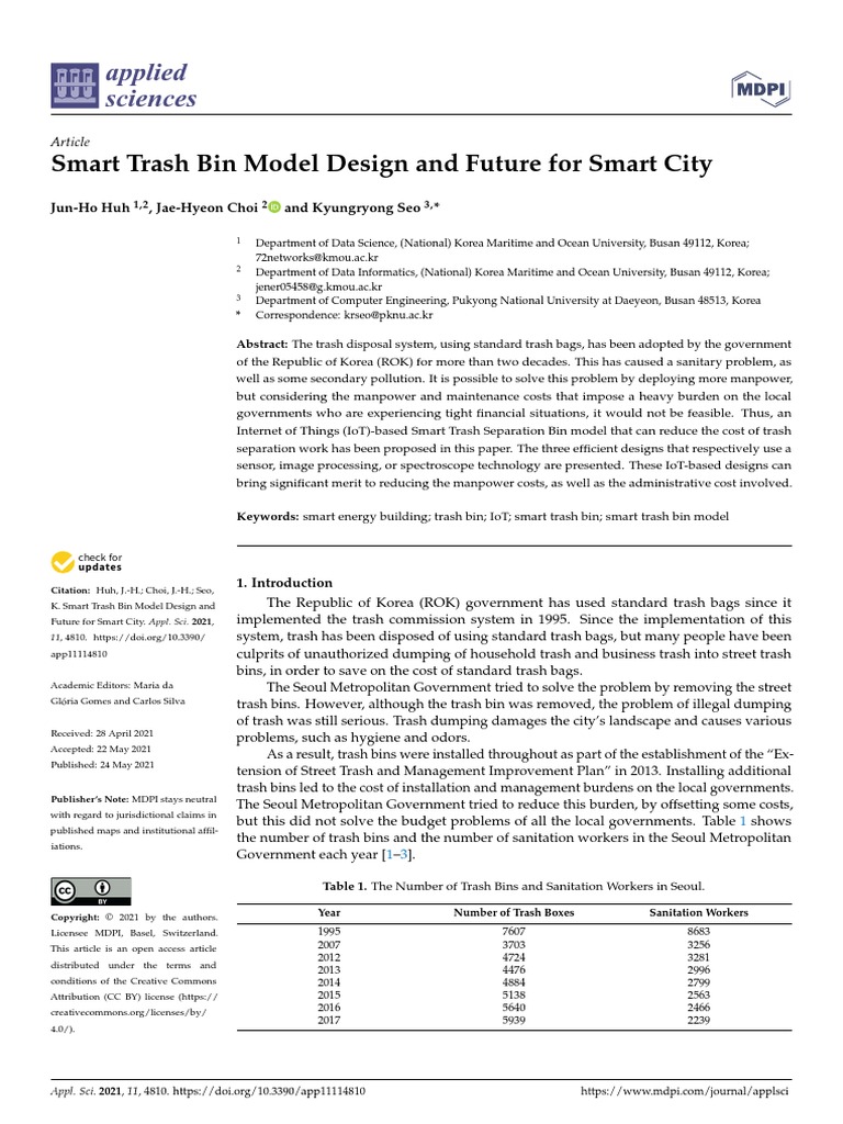 Applied Sciences: Smart Trash Bin Model Design and Future For Smart ...