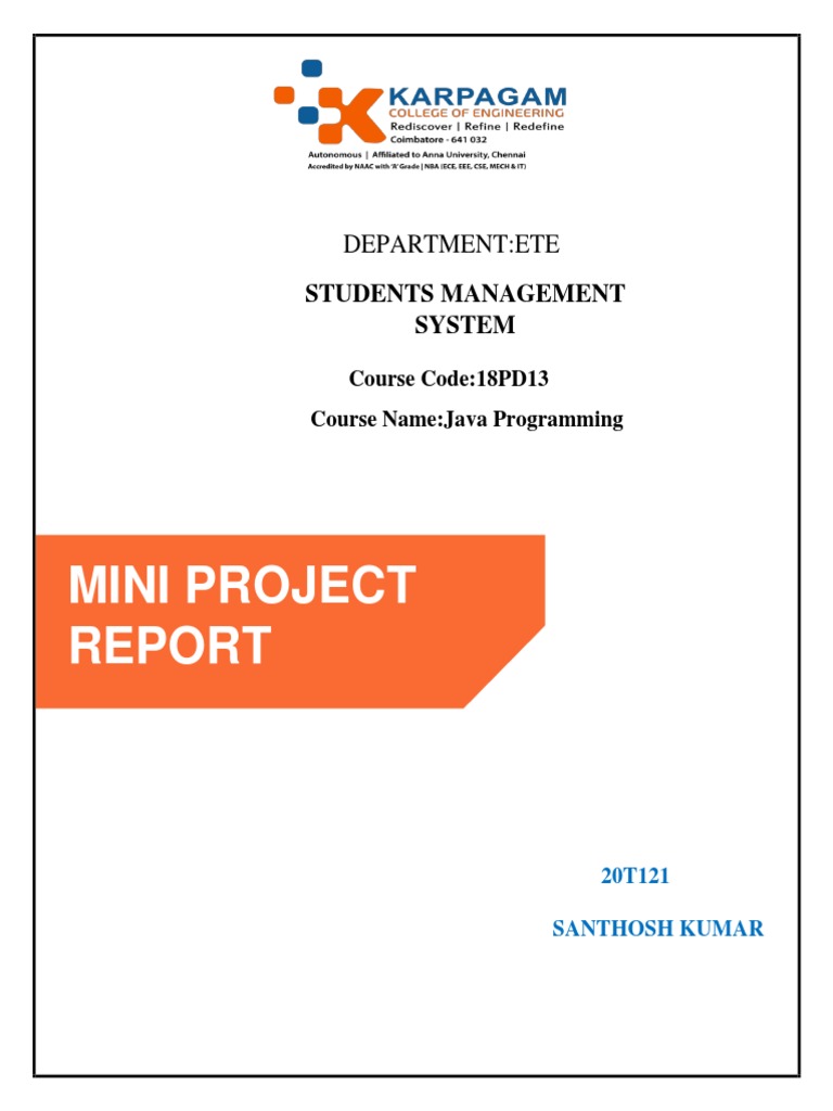Mini Project: Students Management System | PDF | Boolean Data Type | Computer Science