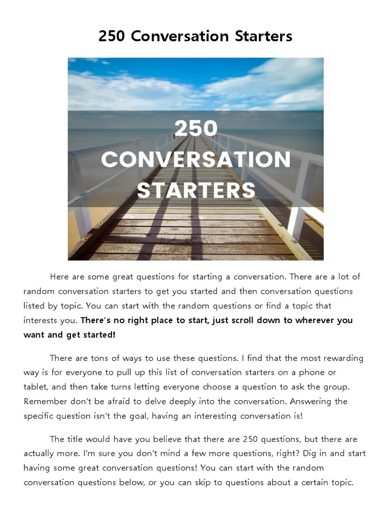 250 Conversation Starters | PDF | Fashion | Clothing