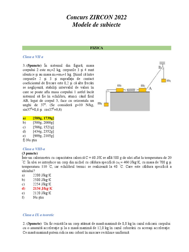 Modele Subiecte ZIRCON 2022 | PDF