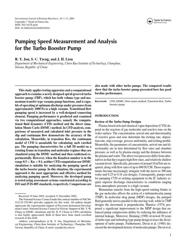 Pumping Speed Measurement of Vacuum Pump | PDF | Pump | Fluid Dynamics