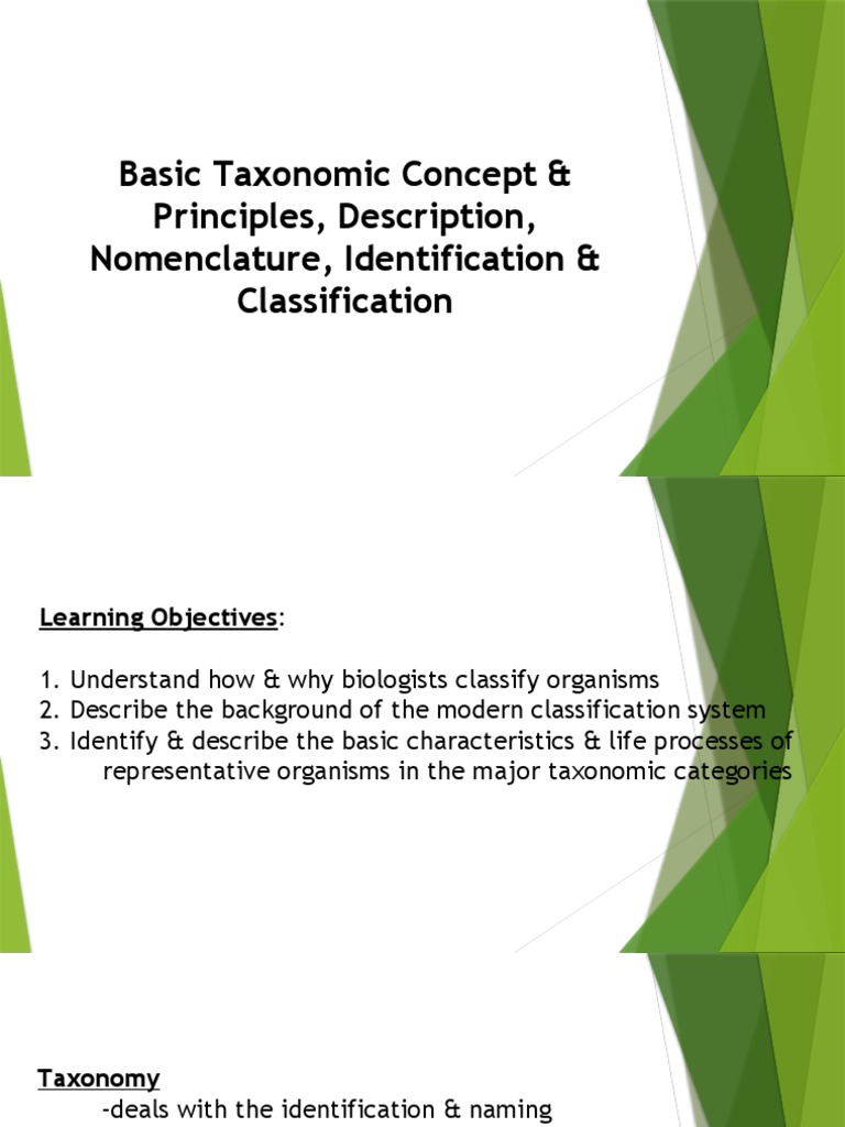 Basic Taxonomic Concept & Principles, Description, Nomenclature ...