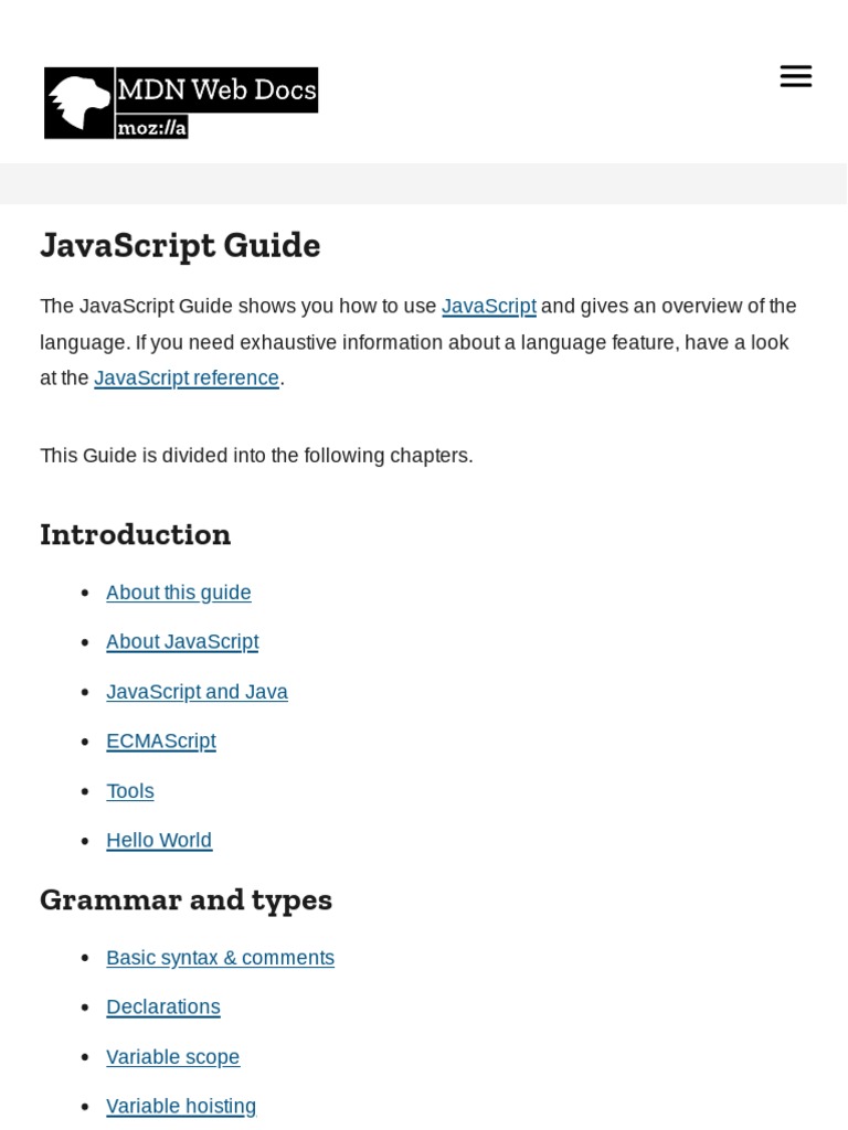 JavaScript Guide - JavaScript - MDN | PDF