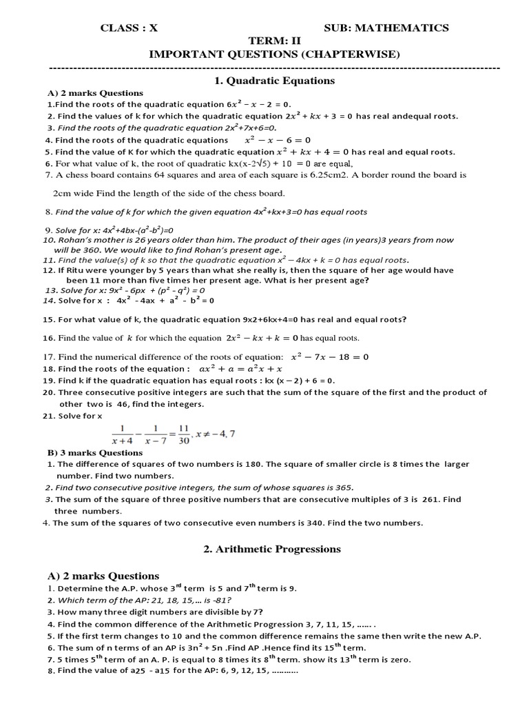 Class X Maths Chapterwise Questions | PDF | Circle | Sphere