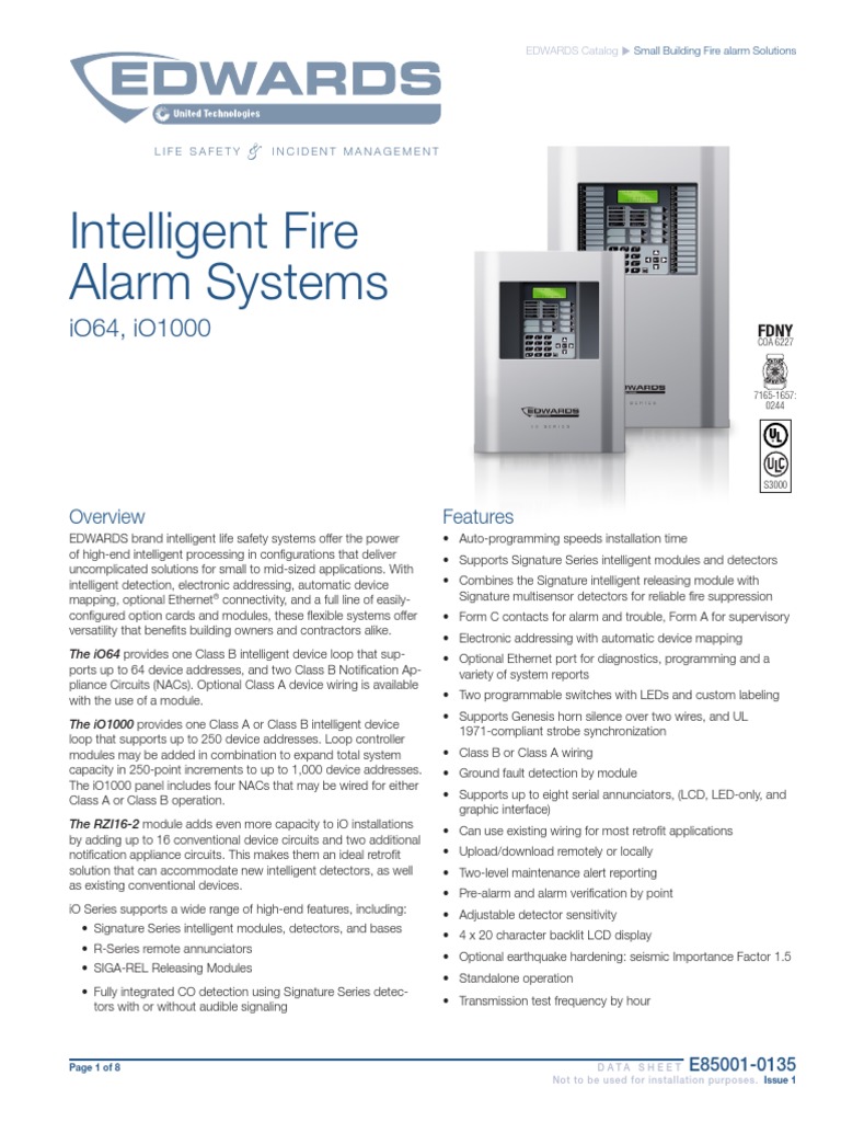 Intelligent Fire Alarm Systems: Io64, Io1000 | PDF | Equipment ...