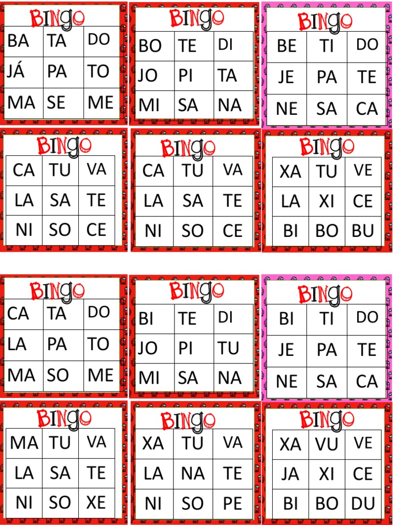 Bingo de sílabas imprimible para niños | PDF | Juegos y actividades