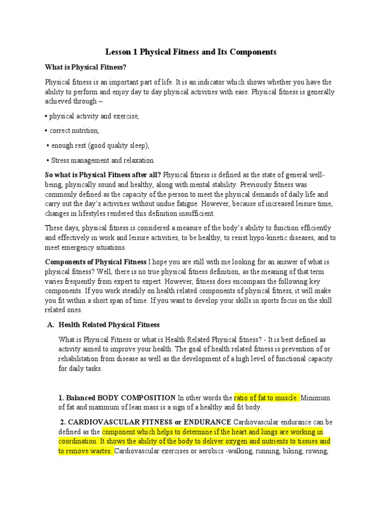 Lesson 1 Physical Fitness | Download Free PDF | Physical Fitness ...