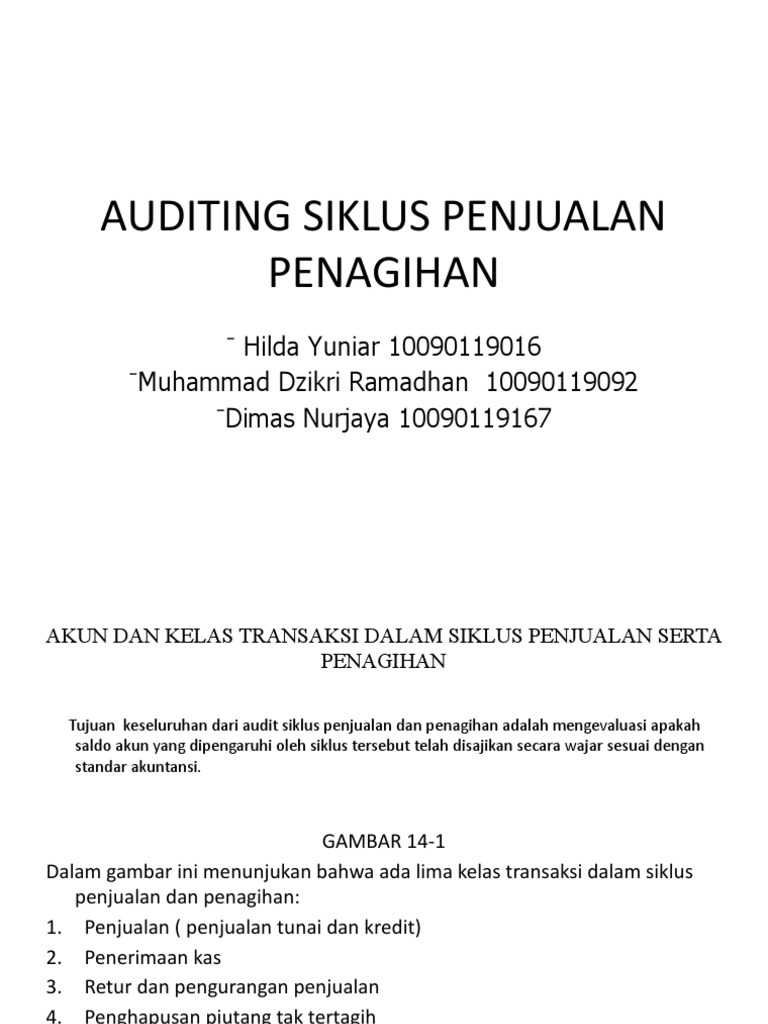 Auditing Siklus Penjualan Penagihan Baru | PDF | Pengelolaan Keuangan & Uang