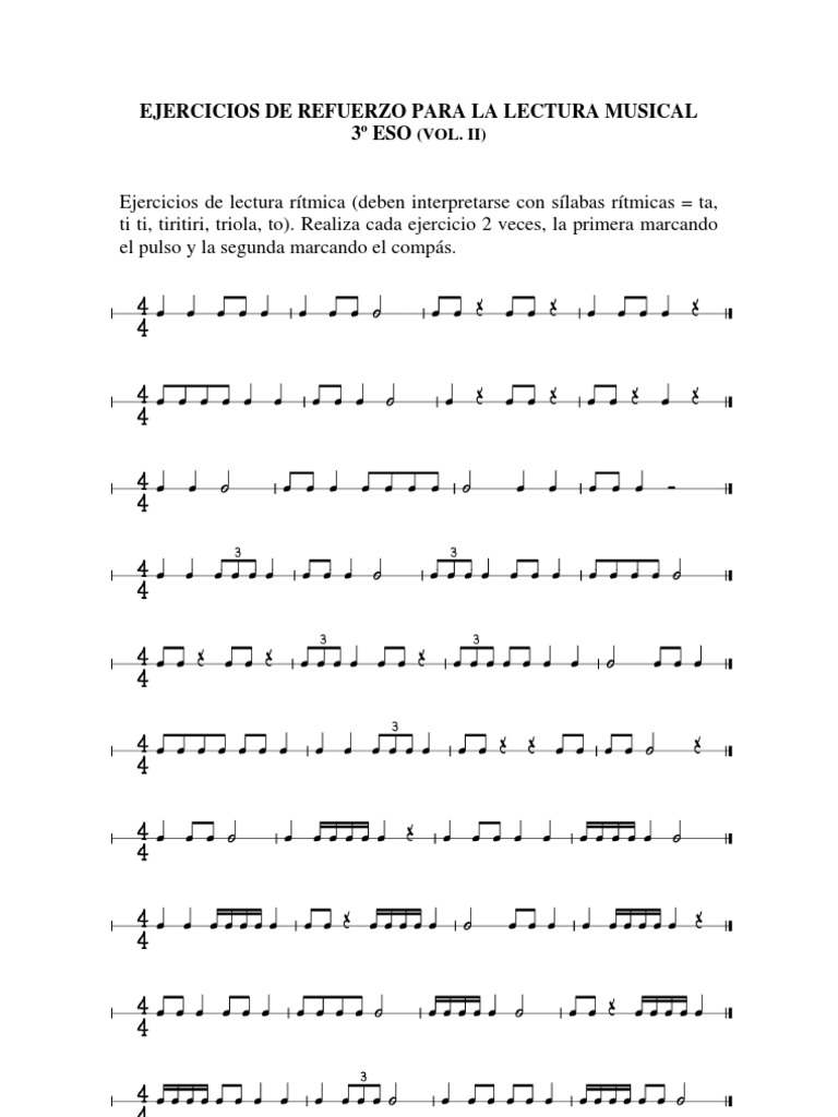 Ejercicios Ritmicos y Melódicos | PDF
