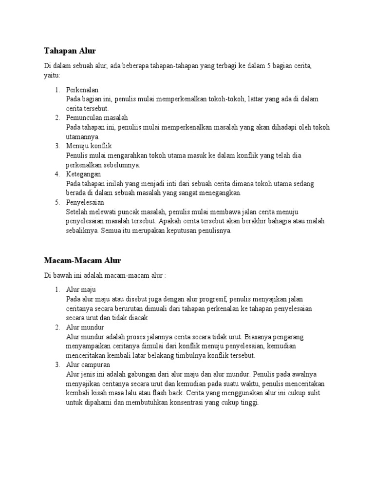 Tahapan Alur dalam Cerita Pendek | PDF