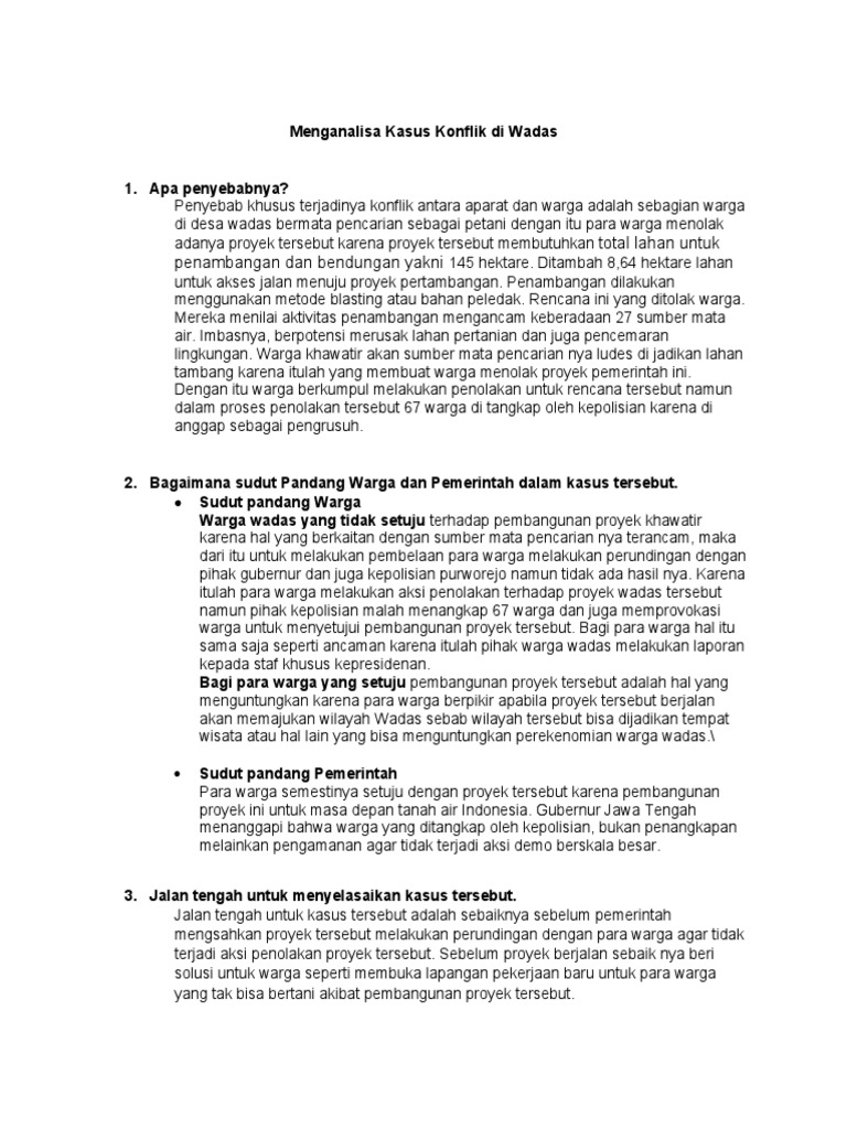 Studi Kasus Wadas | PDF