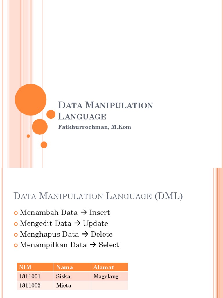 Data Manipulation Language (DML) | PDF Data Manipulation Language (DML) | PDF