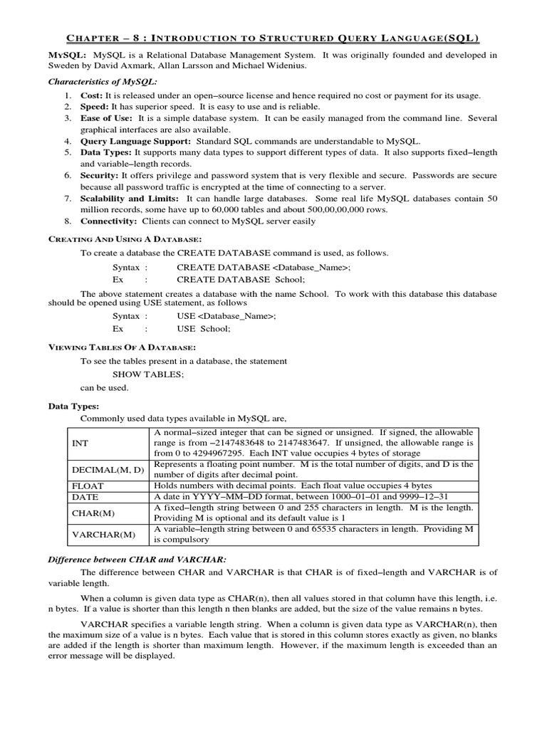 Chapter 8 - Introduction To Structured Query Language (SQL) | PDF ...
