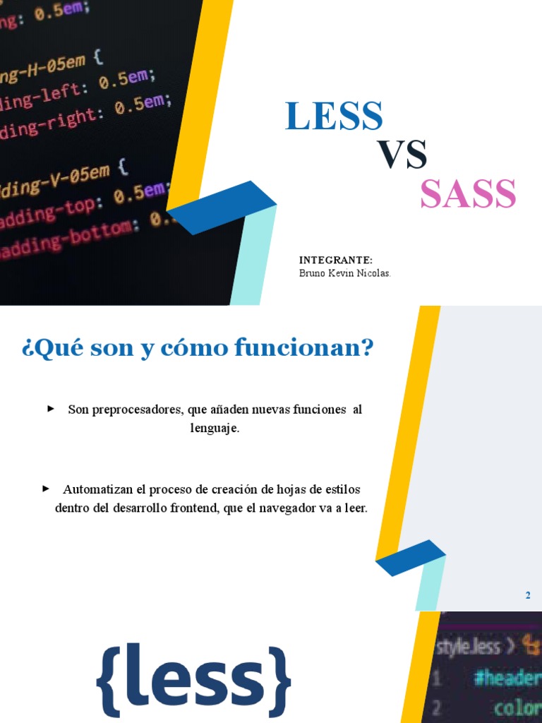 Presentación Less Vs Sass | PDF | Informática | Desarrollo de software
