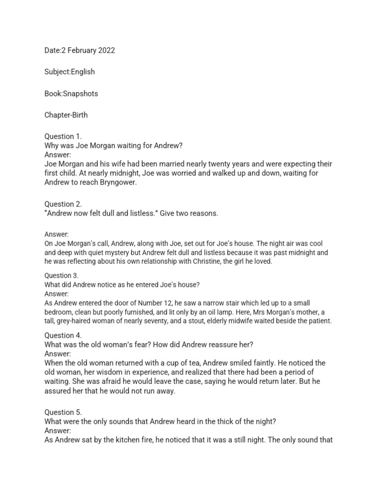 Birth Chapter Summary and Analysis | PDF | Medicine | Physician