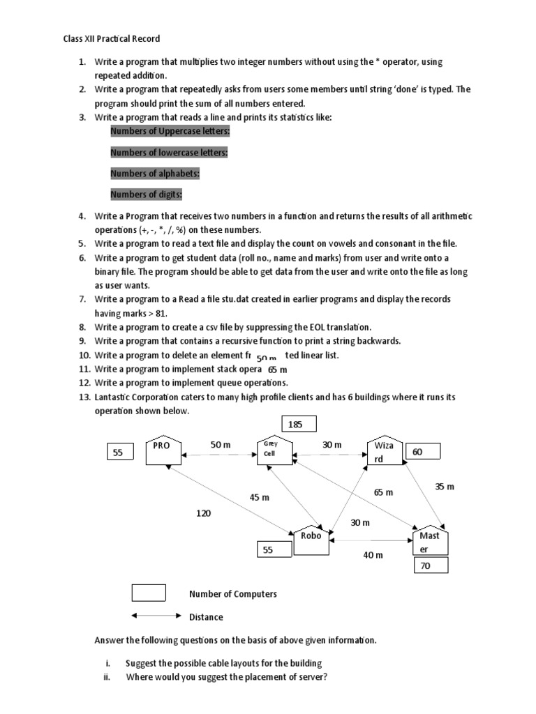 Class XII Practical Record | PDF | Table (Database) | Databases